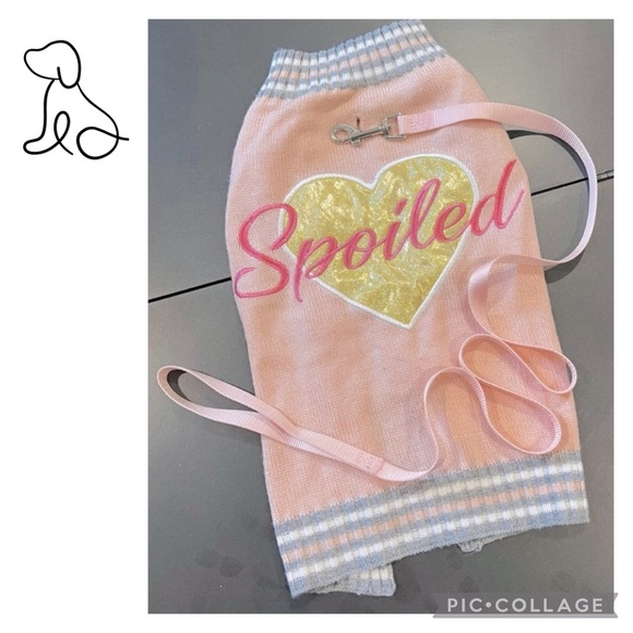 Dog | Spoiled Dog Sweater Plaid Pink Gold Heart Free Pink Leash Poopy ...